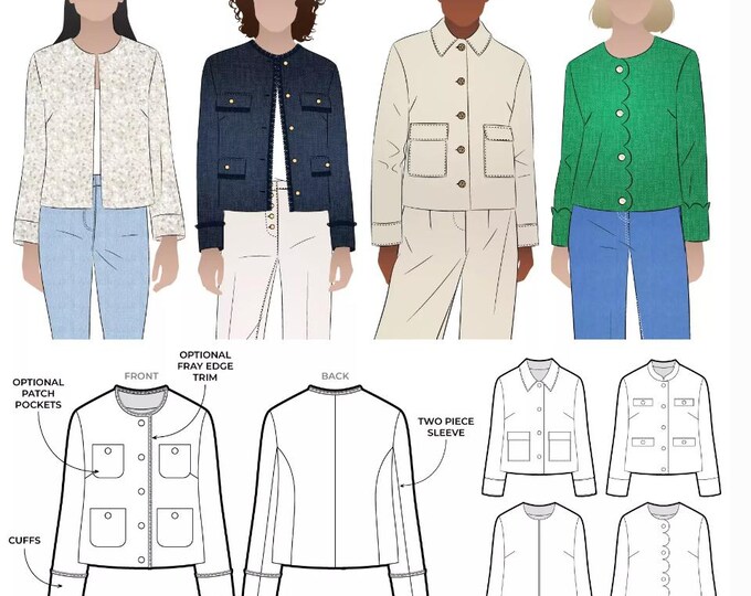 Style Arc's Delphine Woven Jacket Pattern, Multi Sizes 4-16 and 10-22 ...