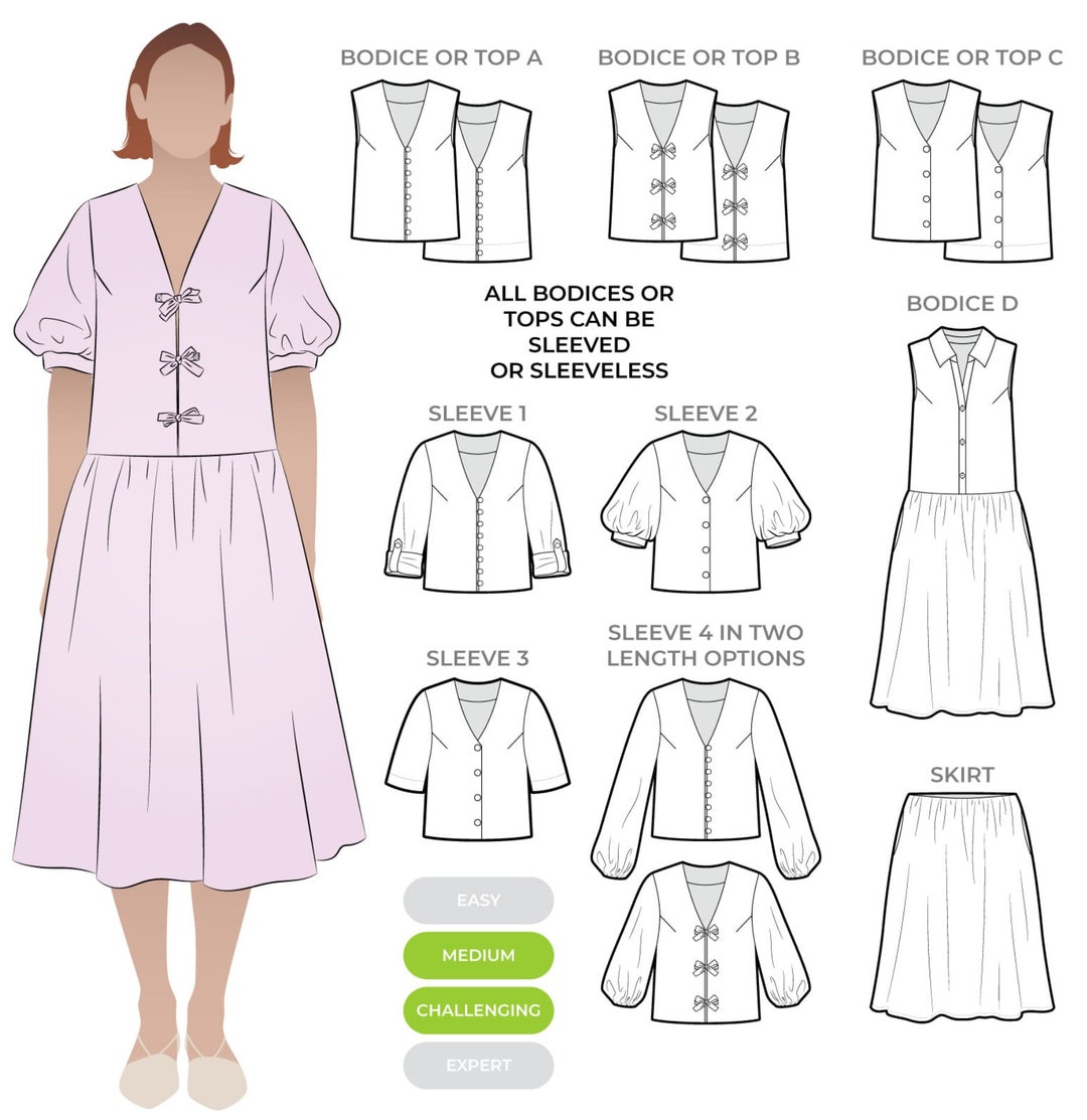 Style Arc Porter Woven Dress and Top Paper Pattern Pack, Multi Sizes 4 ...