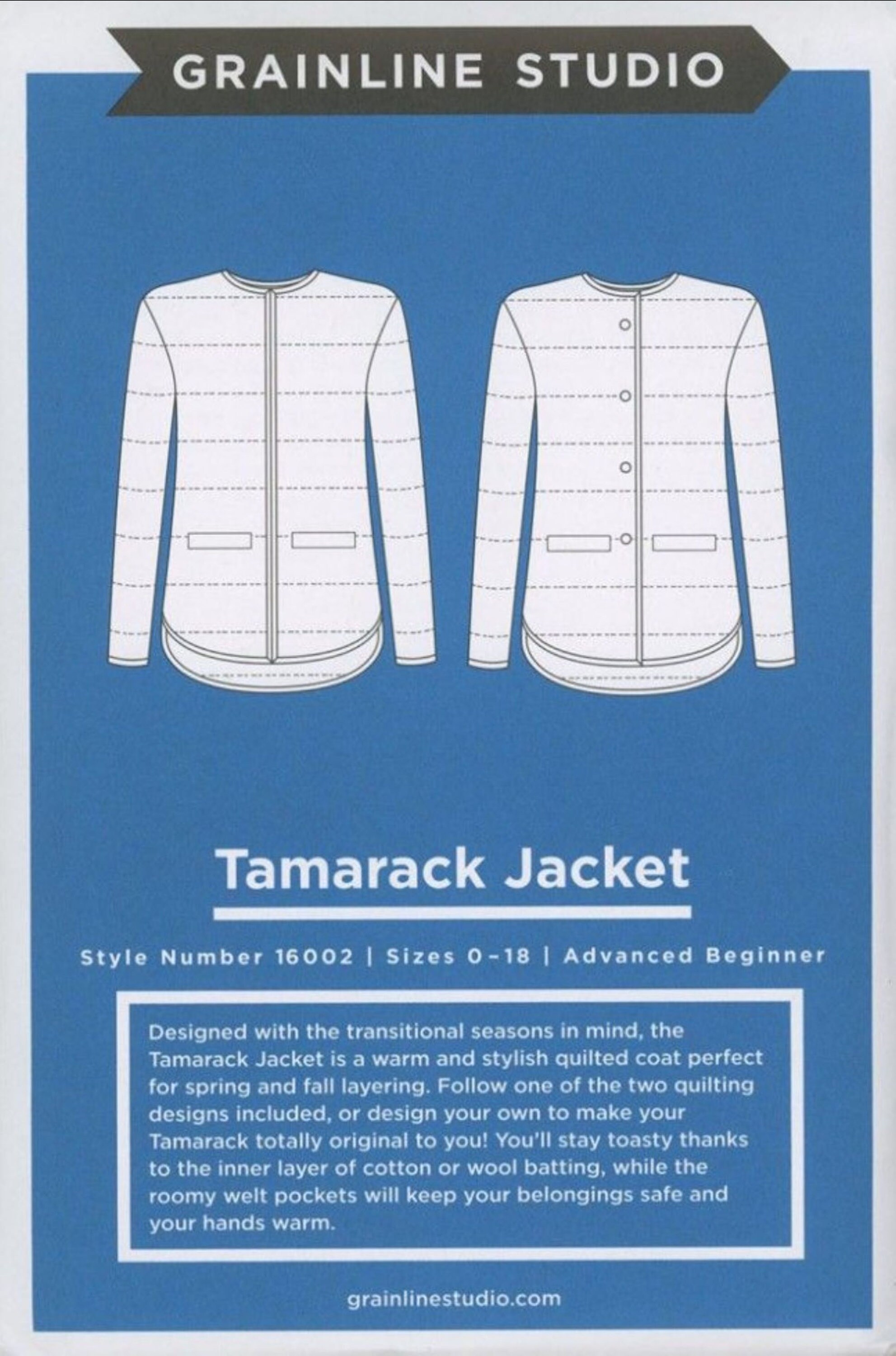 Grainline Studio's Tamarack Pattern Sizes 0-18, Jacket Pattern, Quilted ...