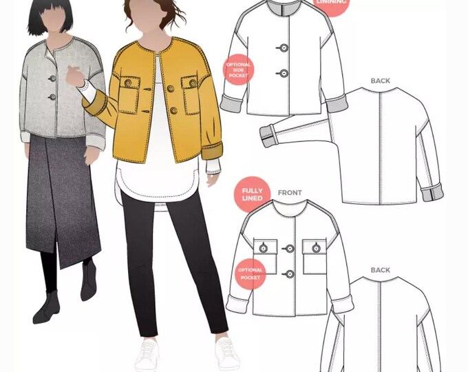 Style Arc Adelaide Woven Jacket Pattern, Multi Sizes 4-16, 10-22, New and Uncut Paper Pattern ...