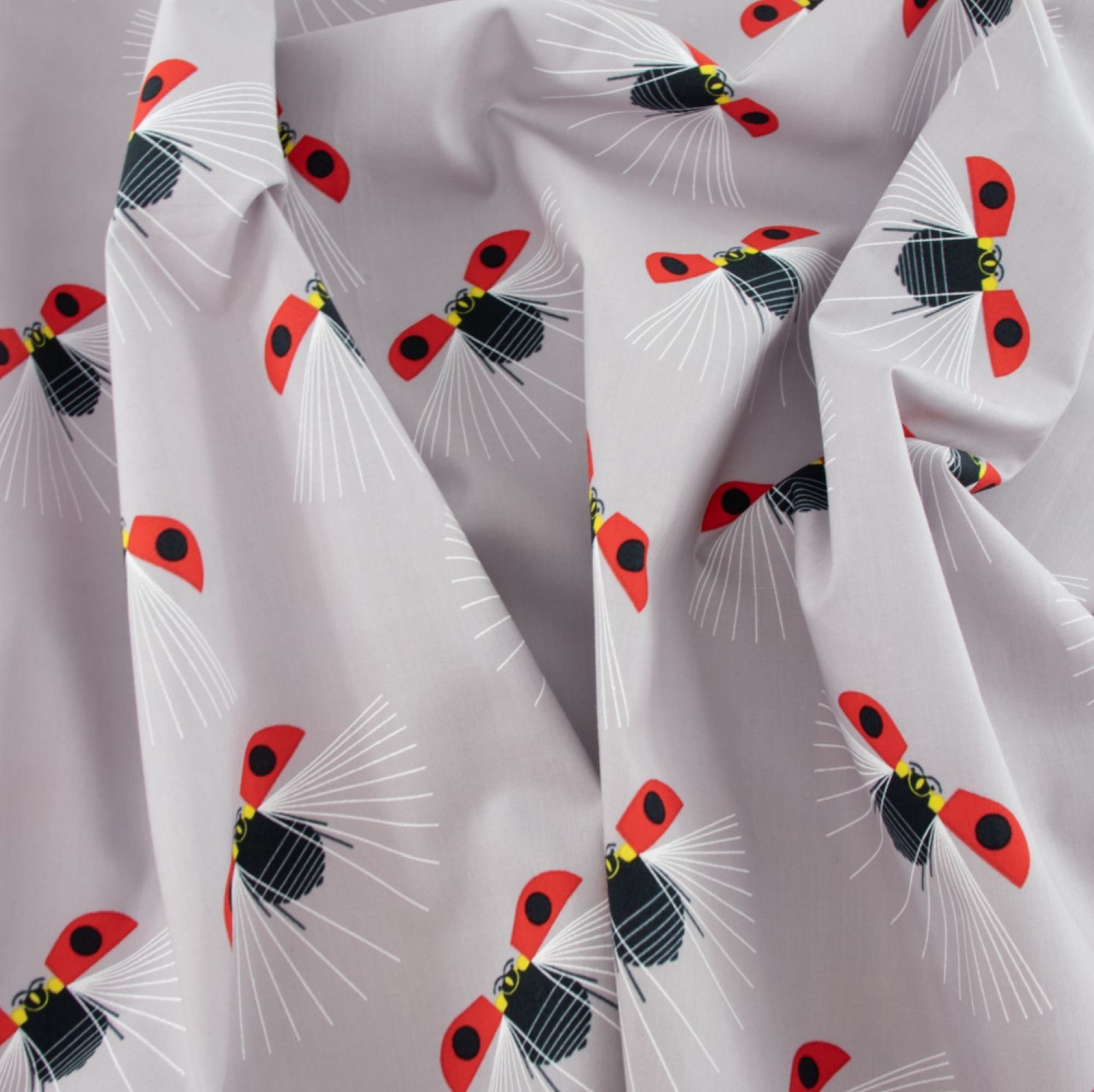 Charlie Harper Fabric ,summer Vol 2. Collection, Ladybug Flight Print ...