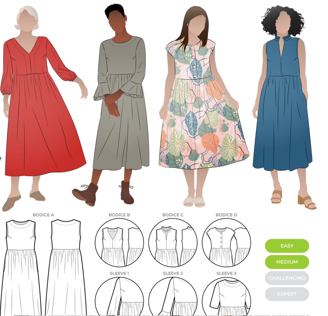 Style Arc Patterns/montana Midi Dress Expansions Pack/ Multi Size ...