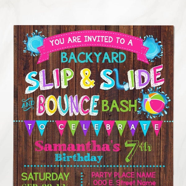 Bounce House Water Slide Party Invitation - Etsy