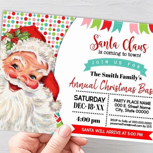 Santa is Coming to Town Party Invitation Annual Christmas Bash - Etsy