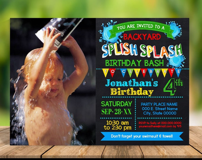 Splish Splash Summer Backyard Water Bash Invitation Primary - Etsy
