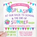 Pink Come Make a Splash Back to School & End of Summer Bash Invitation ...