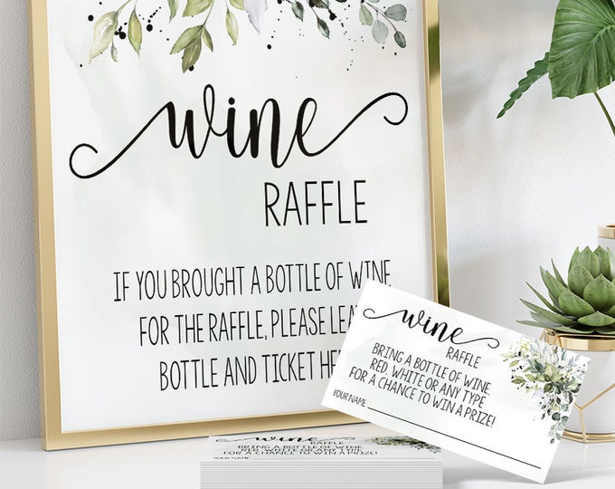 Wine Raffle Tickets and Sign Bridal Shower Stock the Bar - Etsy