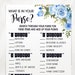 Blue Flowers What is in Your Purse Baby Shower Game Blue Floral Country ...