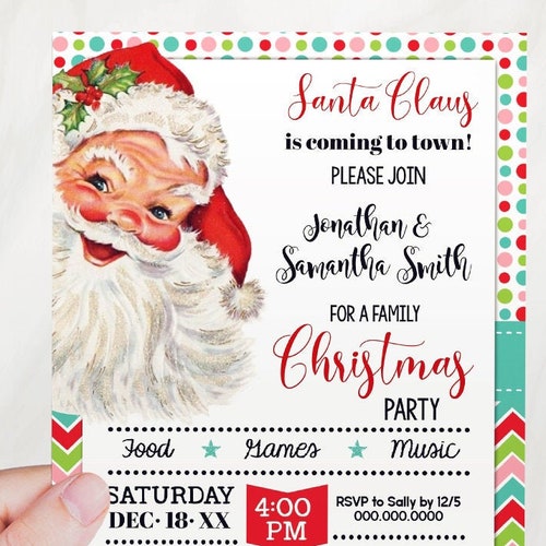 Vintage Santa Invitation Santa Claus is Coming to Town Annual - Etsy