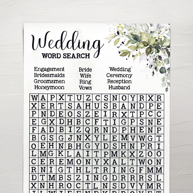 Wedding Word Search - Etsy
