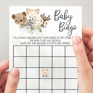Forest Animals Baby Shower Bingo, Bingo Baby Shower Editable Game ...