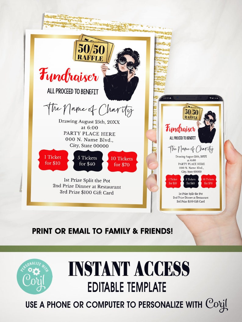 Fundraiser Charity Event, 50 50 Raffle, Split the Pot Raffle, School ...