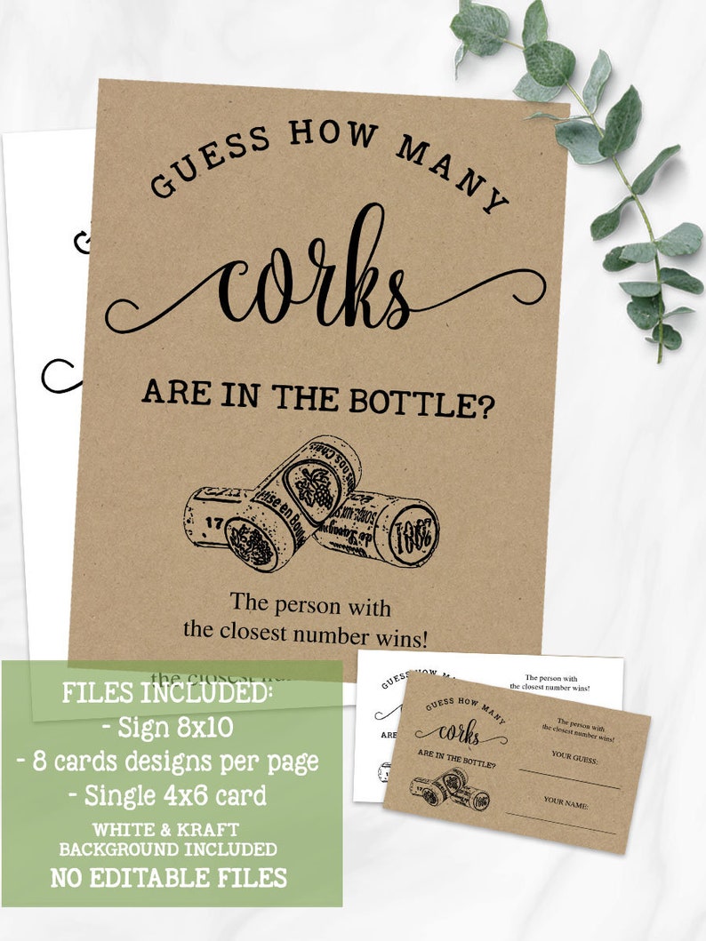 Guess How Many Corks Game Bridal Shower Game Couples Shower - Etsy