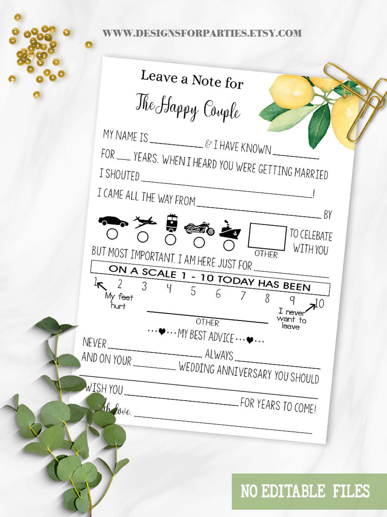 Leave a Note to Bride & Groom Game Wedding Reception Activity - Etsy