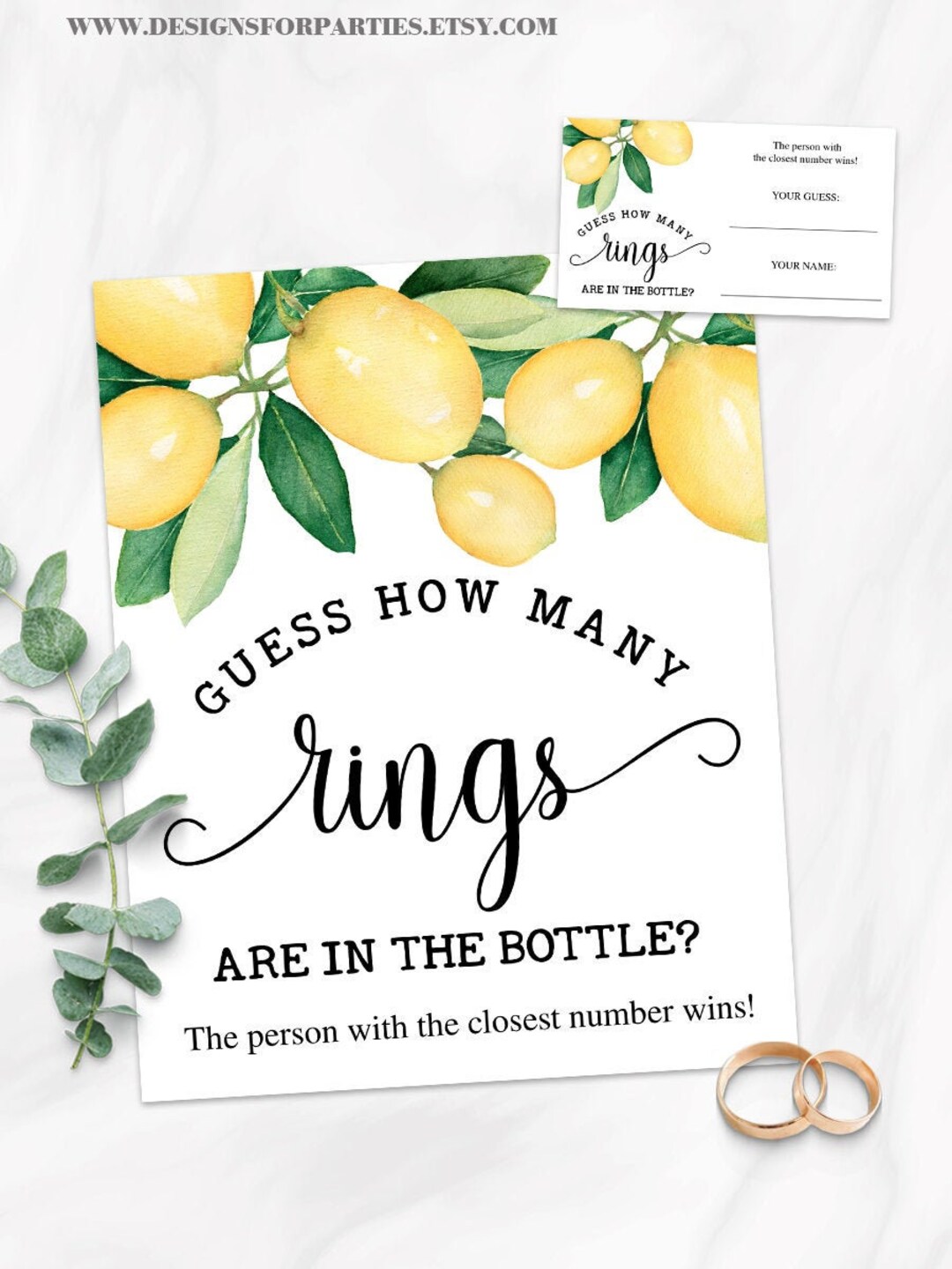 Guess How Many Rings Game Bridal Shower Editable Guessing Game How Many ...