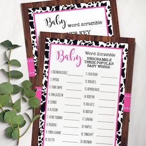 Cowgirl Word Scramble Baby Shower Game, Baby Word Scramble Game, Pink ...
