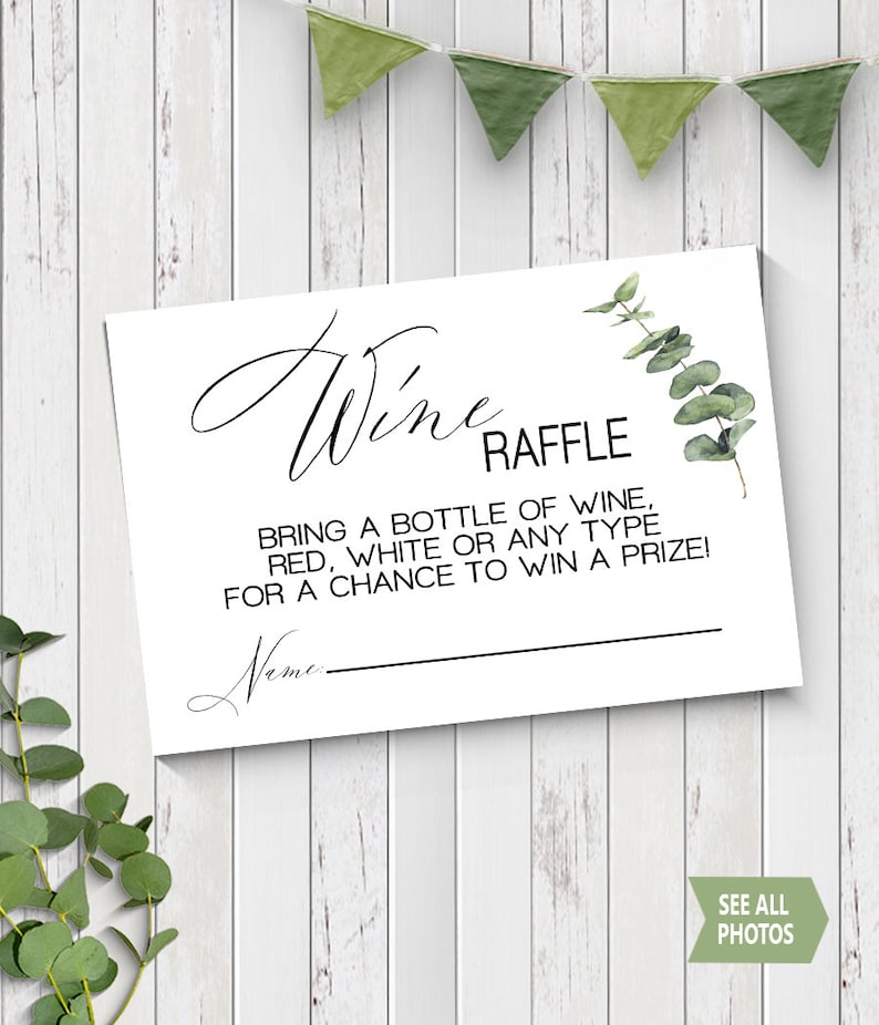 Wine Raffle Tickets & Sign Bridal Shower Stock the Bar - Etsy