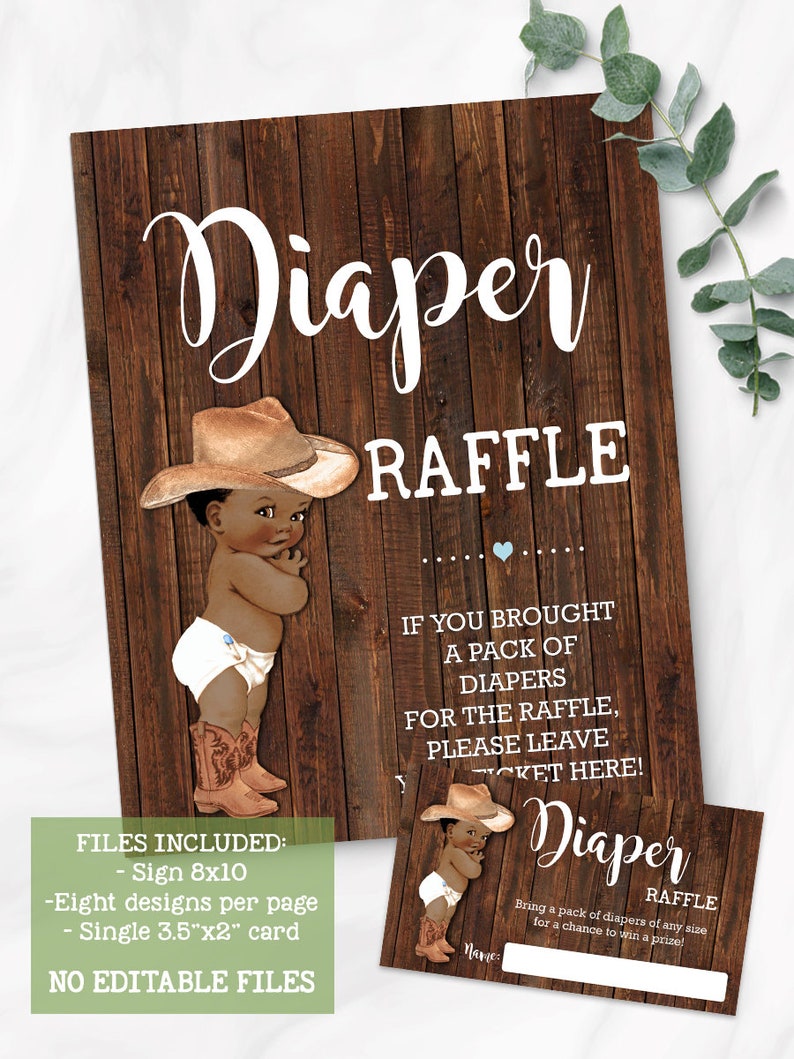 Cowboy Diaper Raffle Ticket & Sign Baby Shower Bring Diapers - Etsy