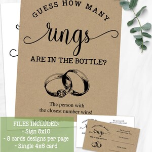 Guess How Many Rings Game Bridal Shower Game Rustic Country Chic White ...