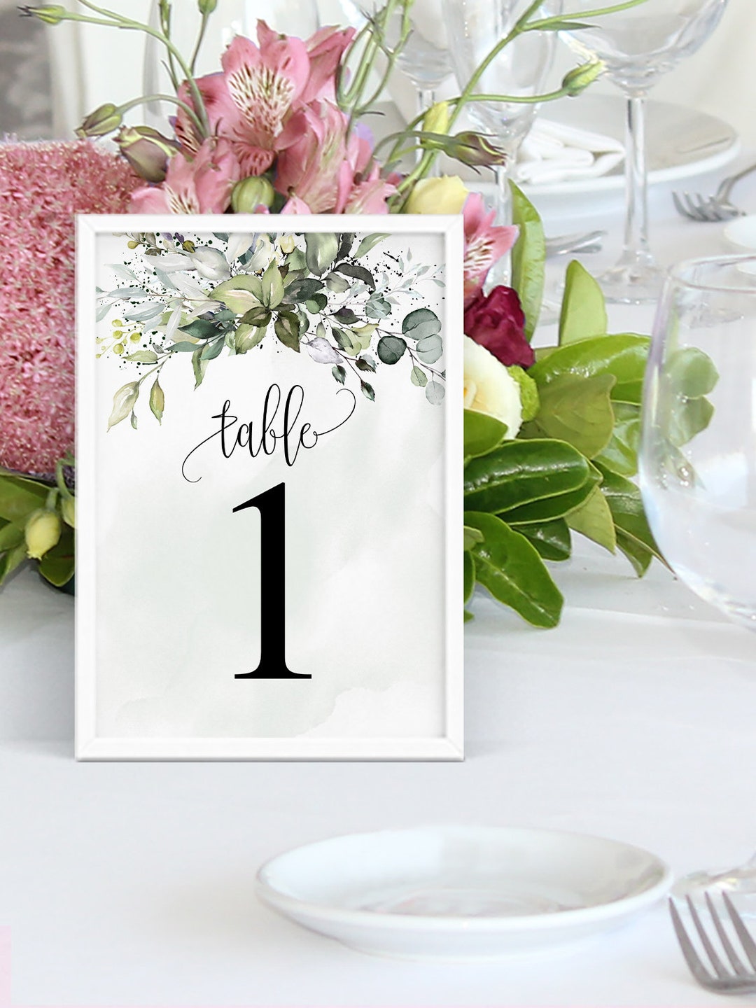 Eucalyptus Wedding Table Numbers 1-50: Greenery Reception Decor (ready ...