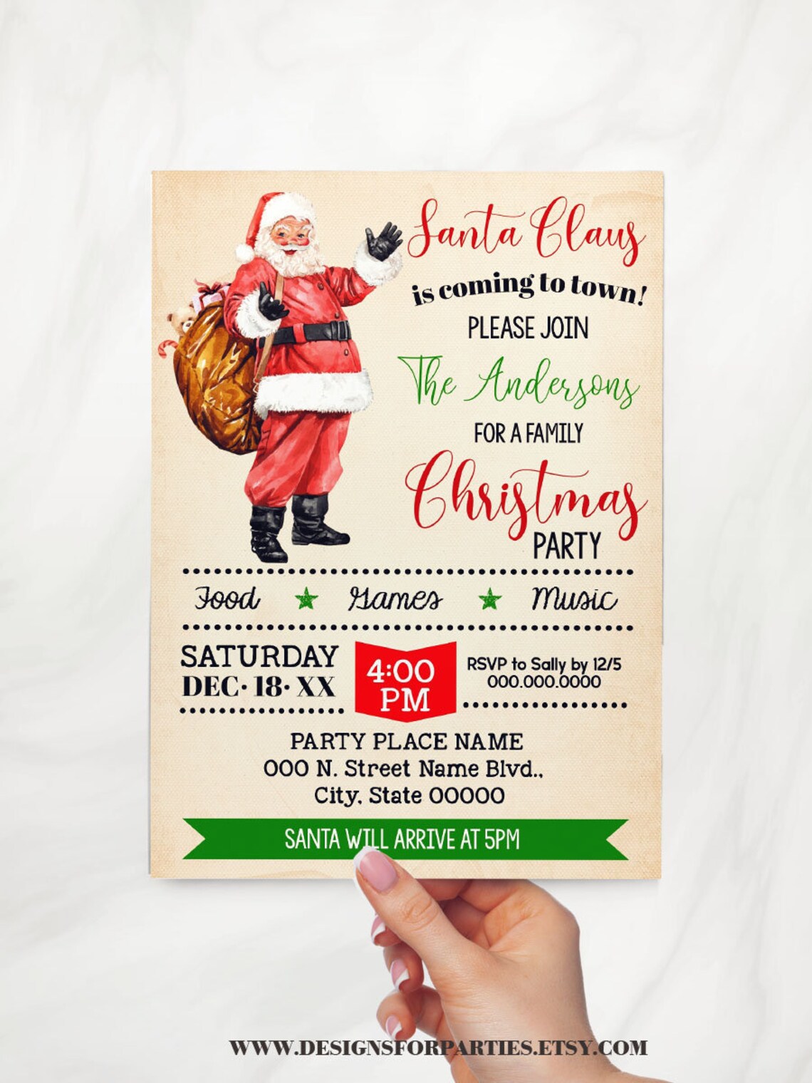 Santa Claus is Coming to Town Invitation Annual Christmas Bash - Etsy