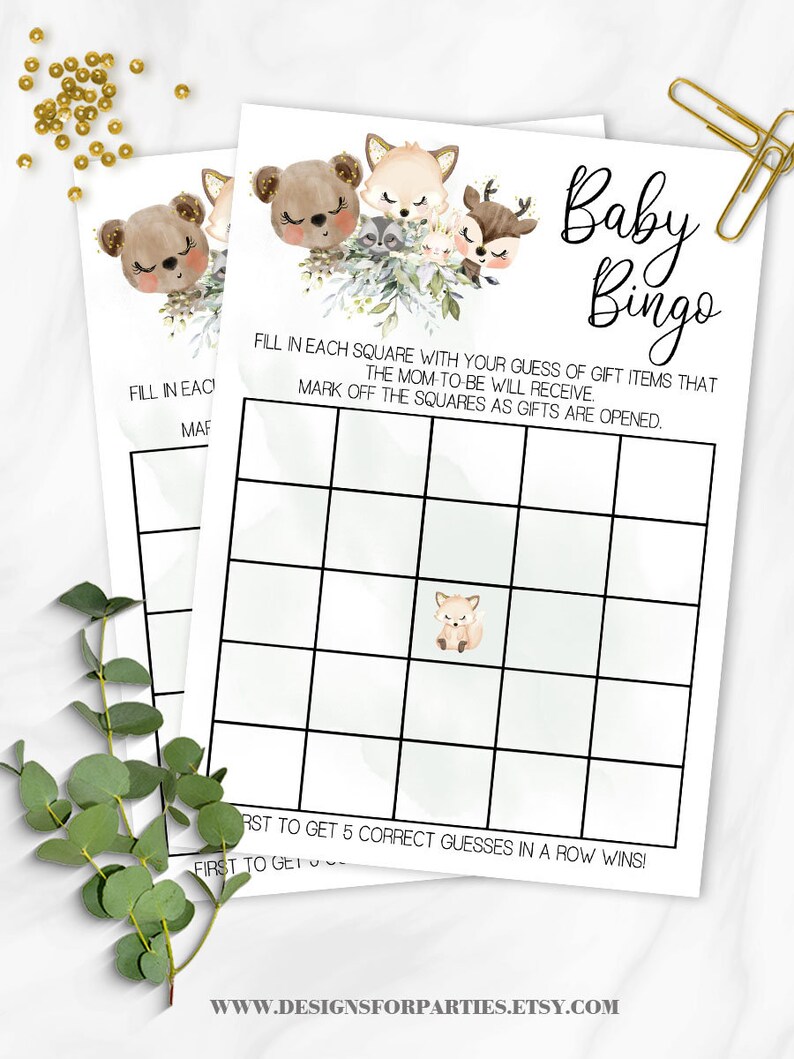 Forest Animals Baby Shower Bingo Bingo Baby Shower Editable | Etsy