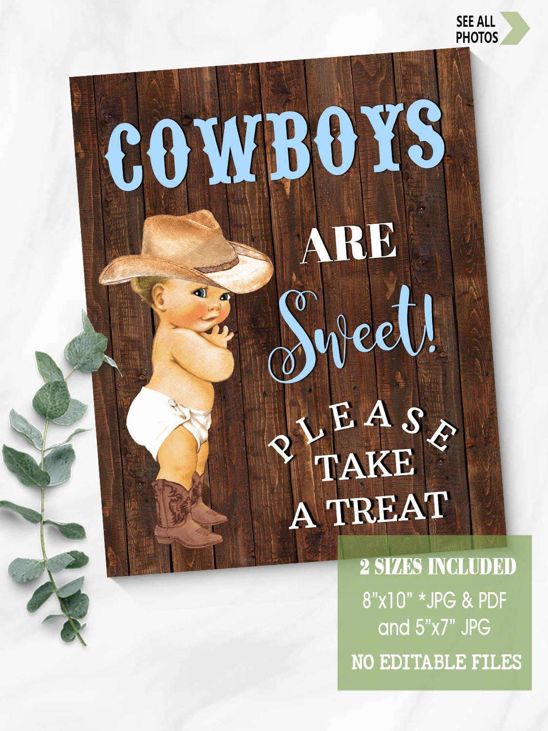 Cowboys Are Sweet Please Take a Treat Sign Baby Shower Favor - Etsy