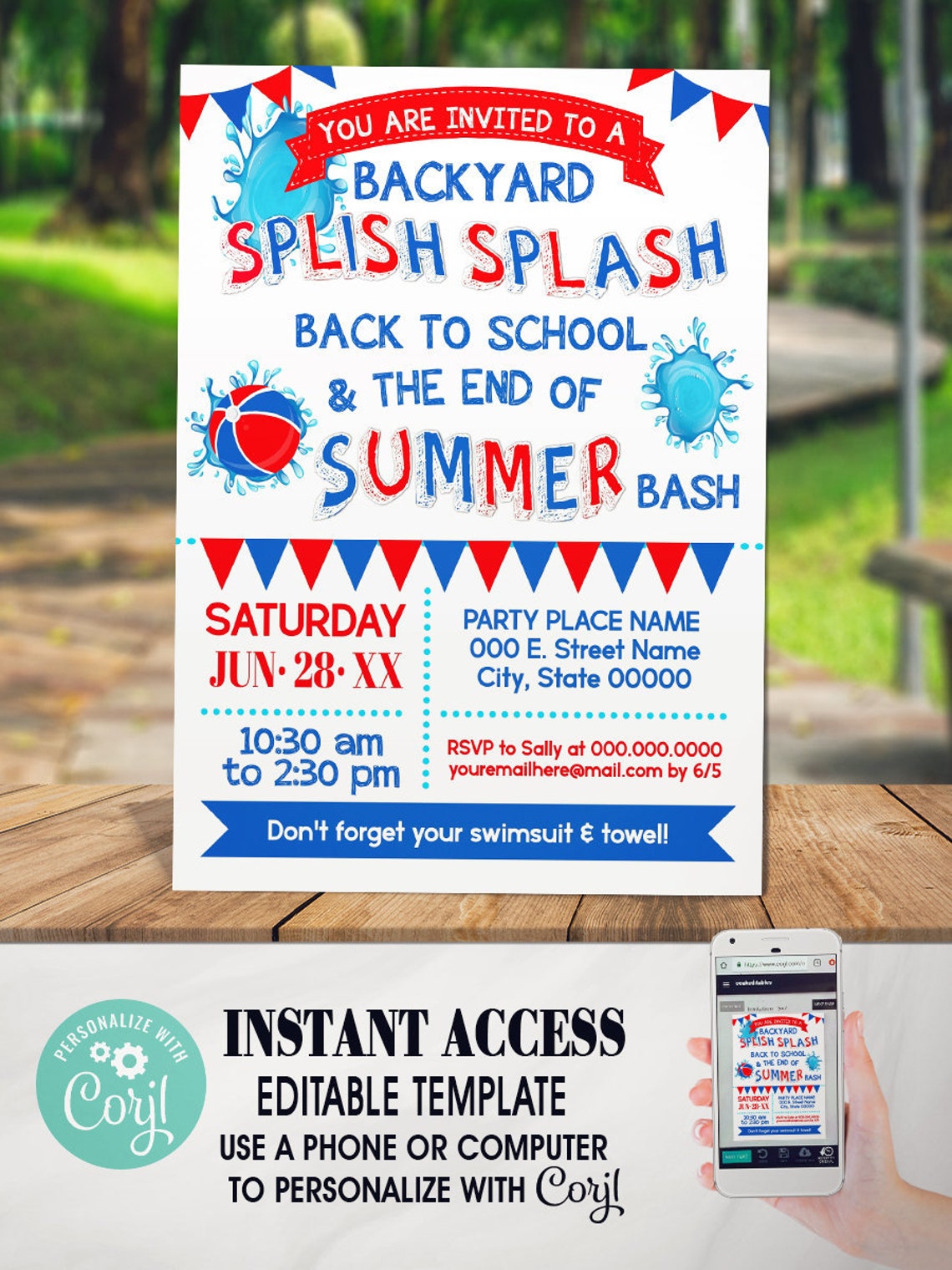 Red White and Blue Splish Splash Back to School & End of - Etsy