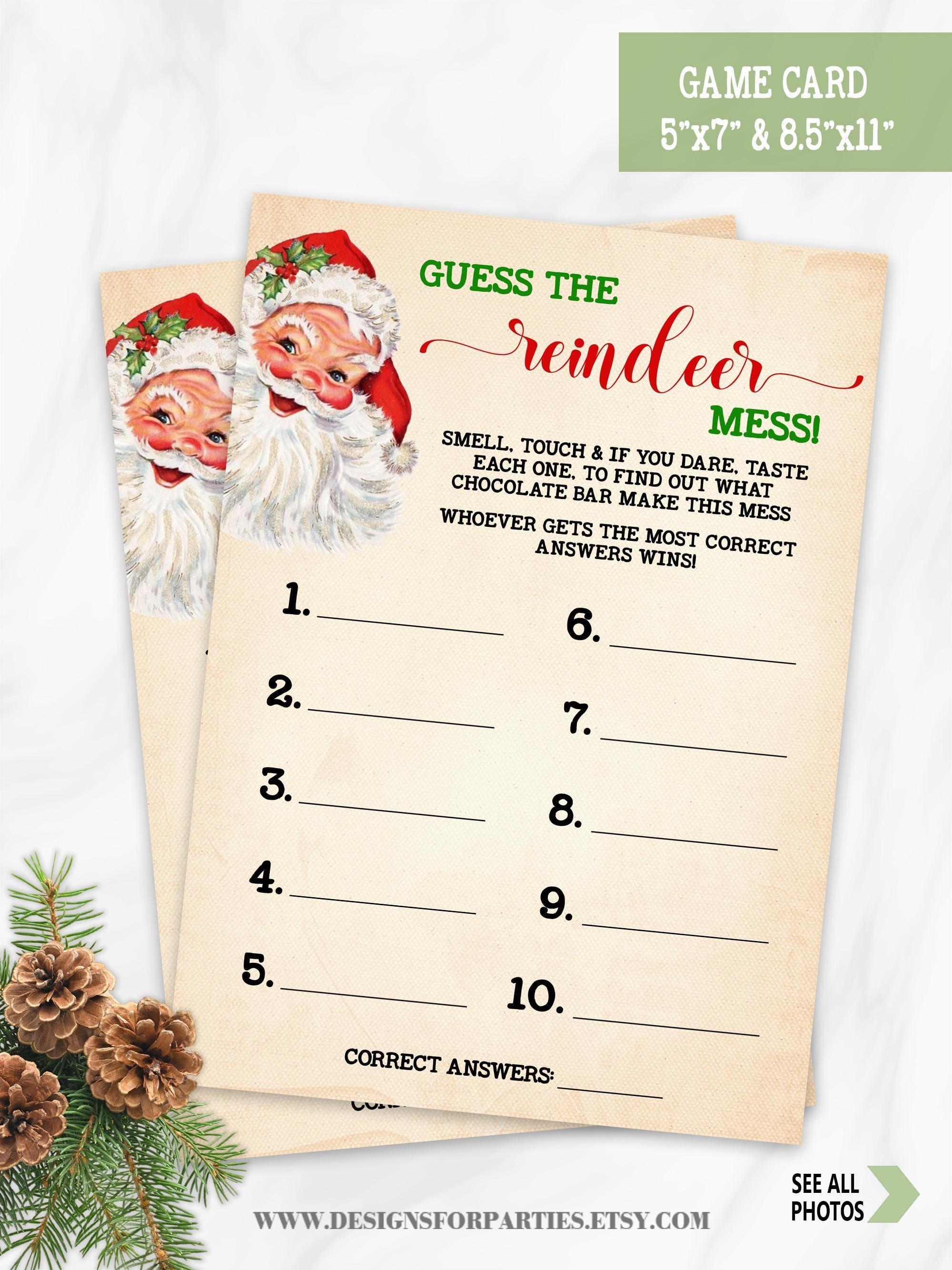 Christmas Guess the Reindeer Mess Game What is That Chocolate Game ...