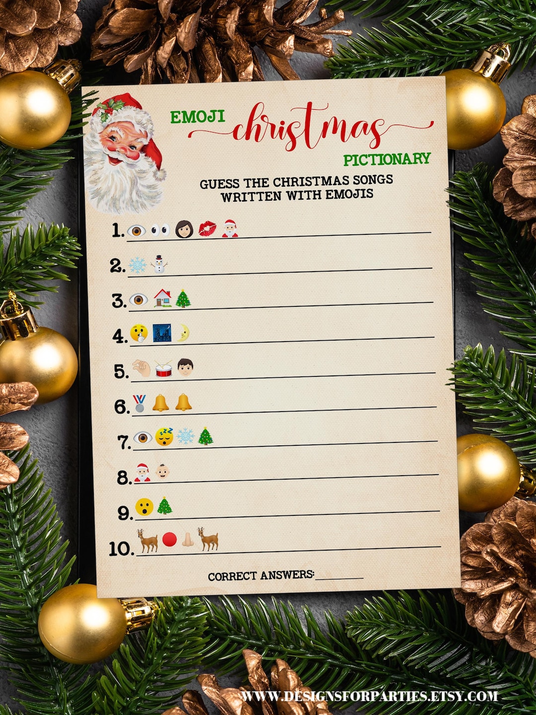 Christmas Emoji Pictionary Game Santa Family Office Xmas Party Emoji ...