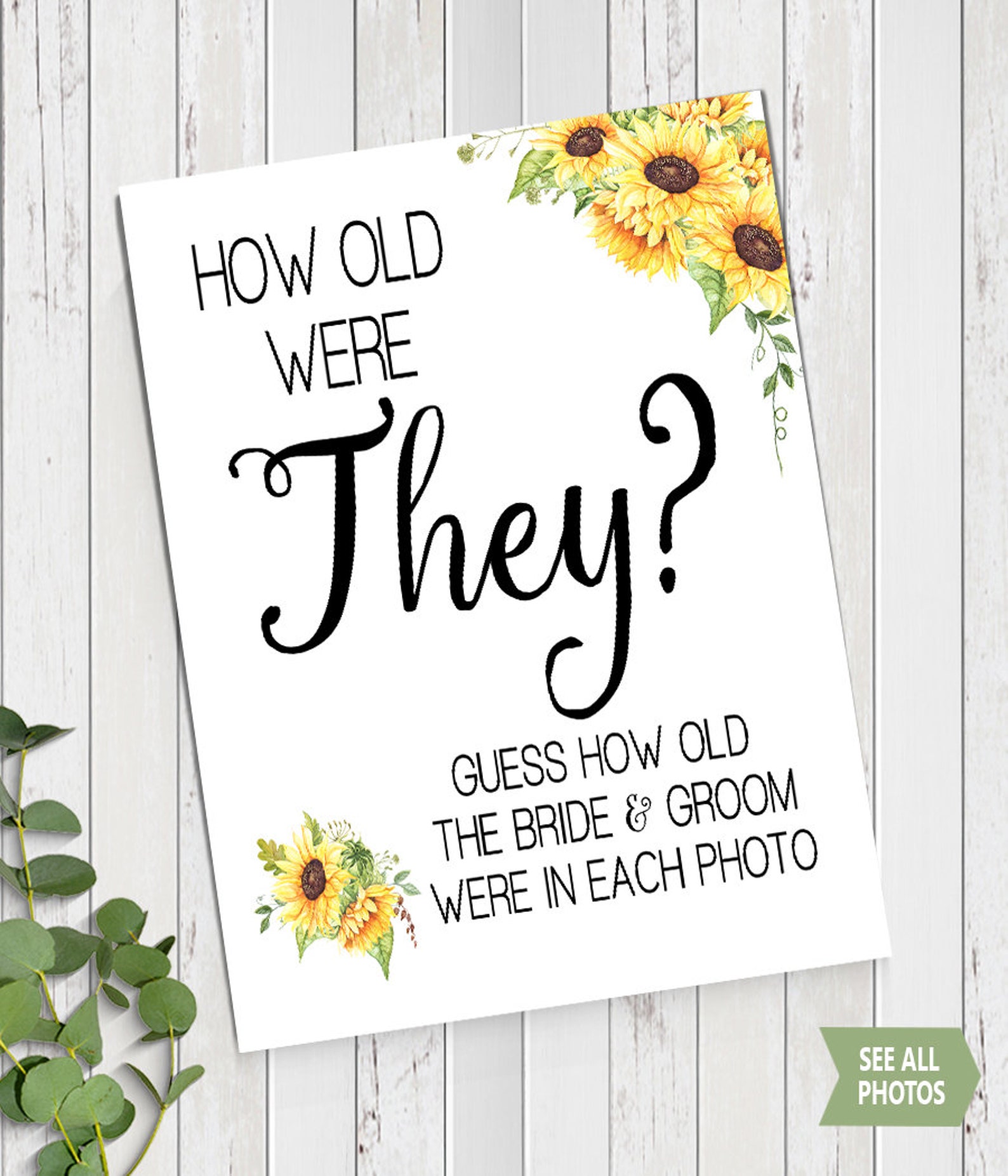 How Old Were They Game Guess Their Age Bridal Shower Activity - Etsy