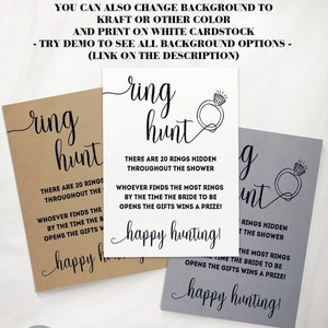 Ring Hunt Bridal Shower Editable Game Find the Rings Game White Back or ...