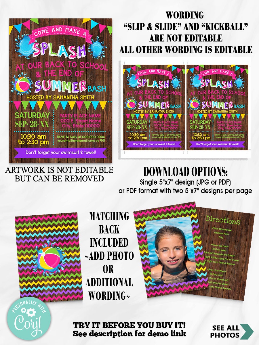 Come make a Splash Back to School & End of Summer Bash | Etsy