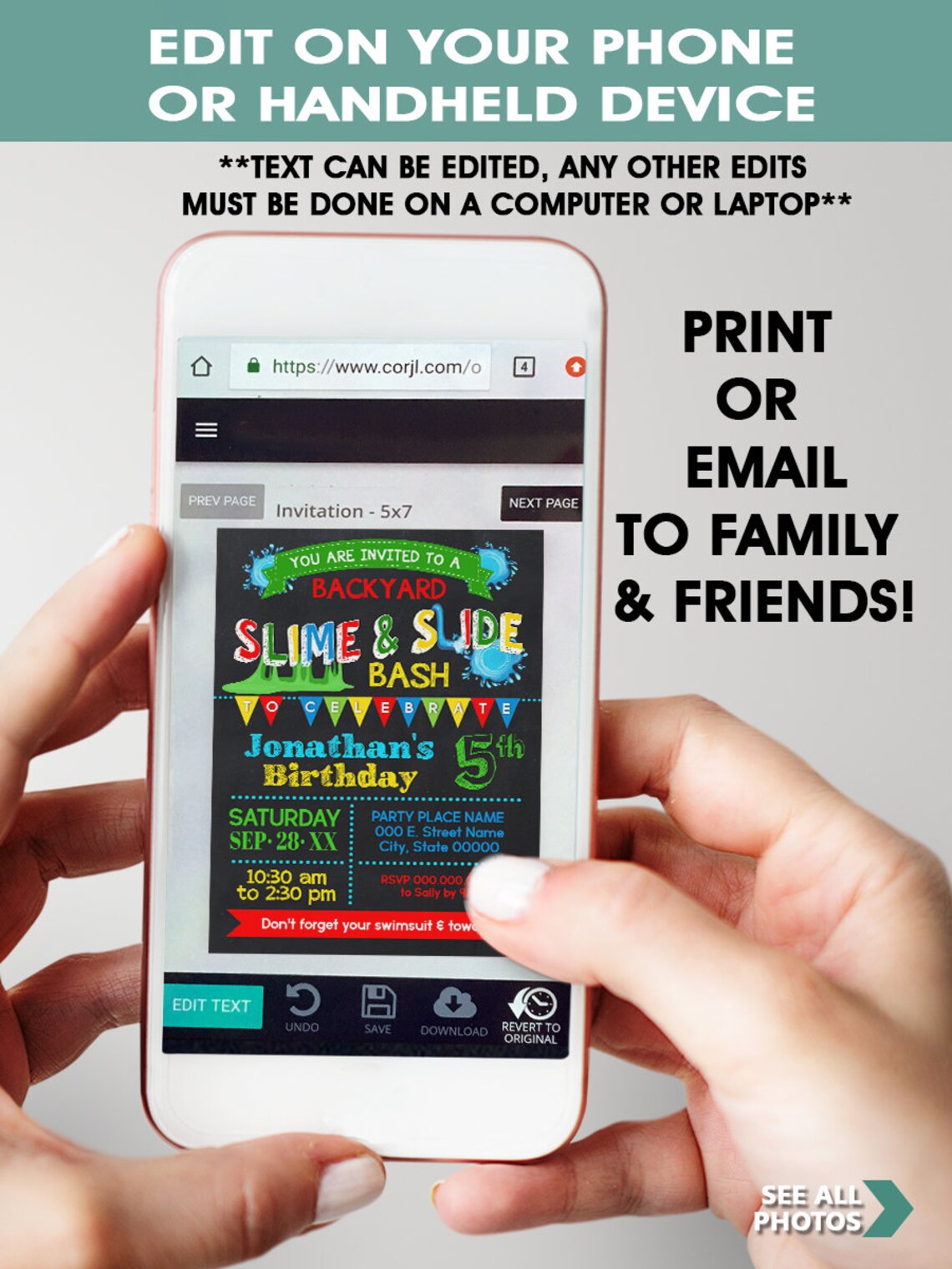 Slime & Slide summer backyard birthday bash invitation kids | Etsy