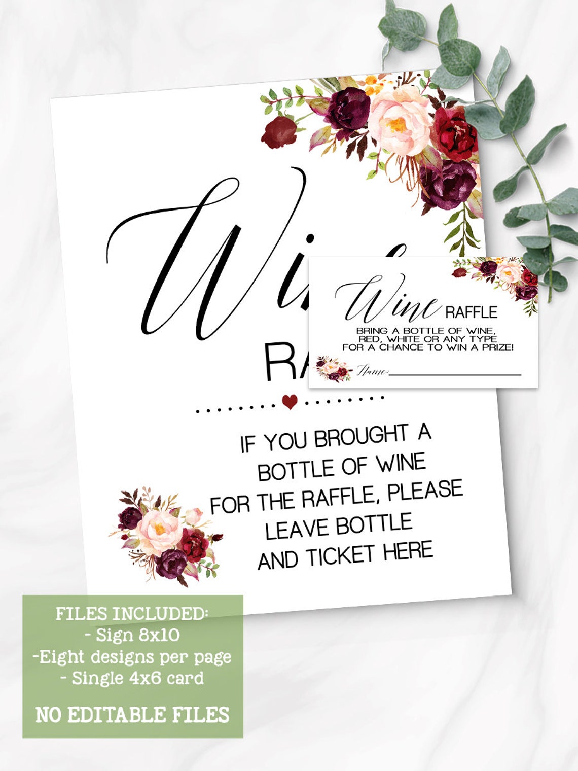 Wine Raffle Tickets & Sign Bridal Shower Stock the Bar Marsala | Etsy
