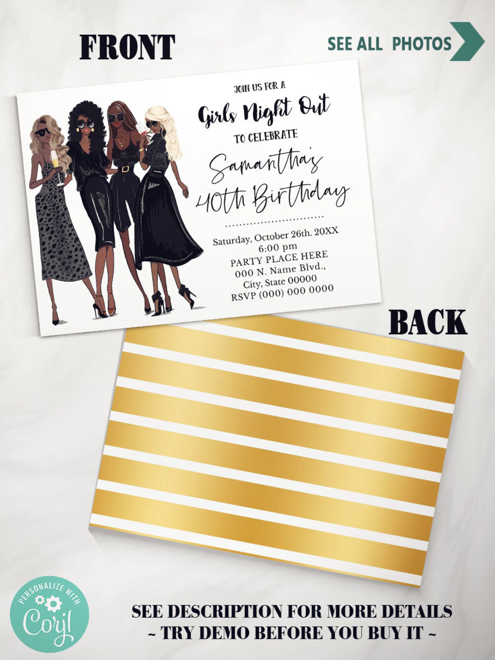 Girls Night Out Birthday Invitation Lets Have Drinks Party | Etsy