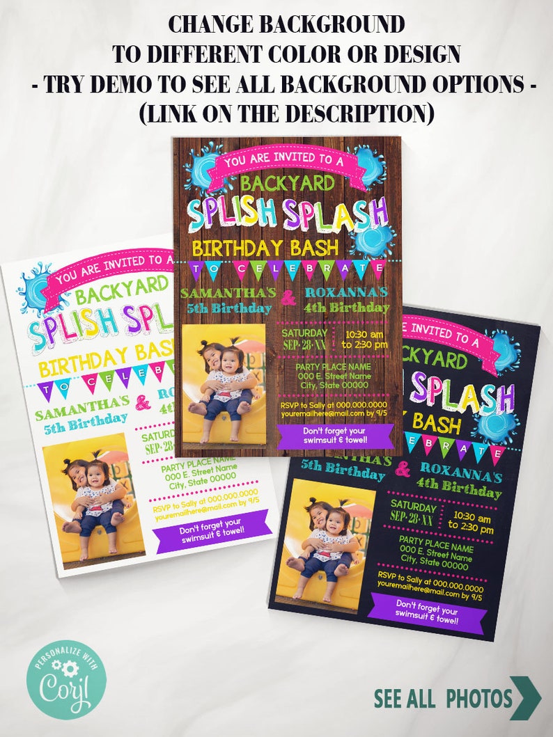 Hot Pink Splish Splash Summer Backyard Bash Invitation Water - Etsy