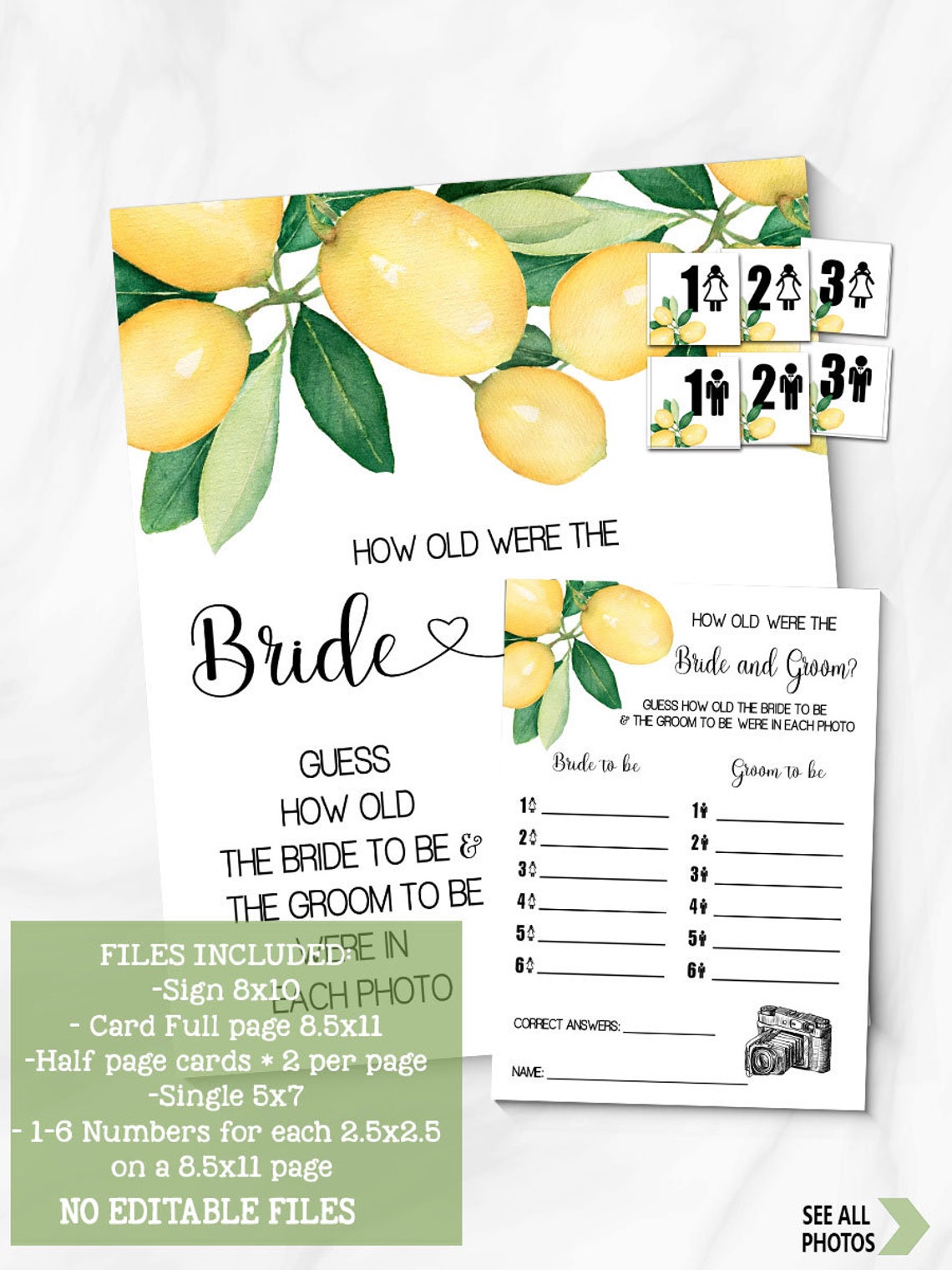 How Old Were the Bride & Groom Game Guess Their Age Bridal | Etsy