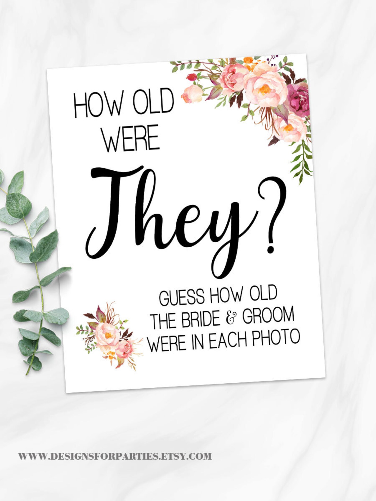 How Old Were They Game Guess Their Age Bridal Shower Activity - Etsy