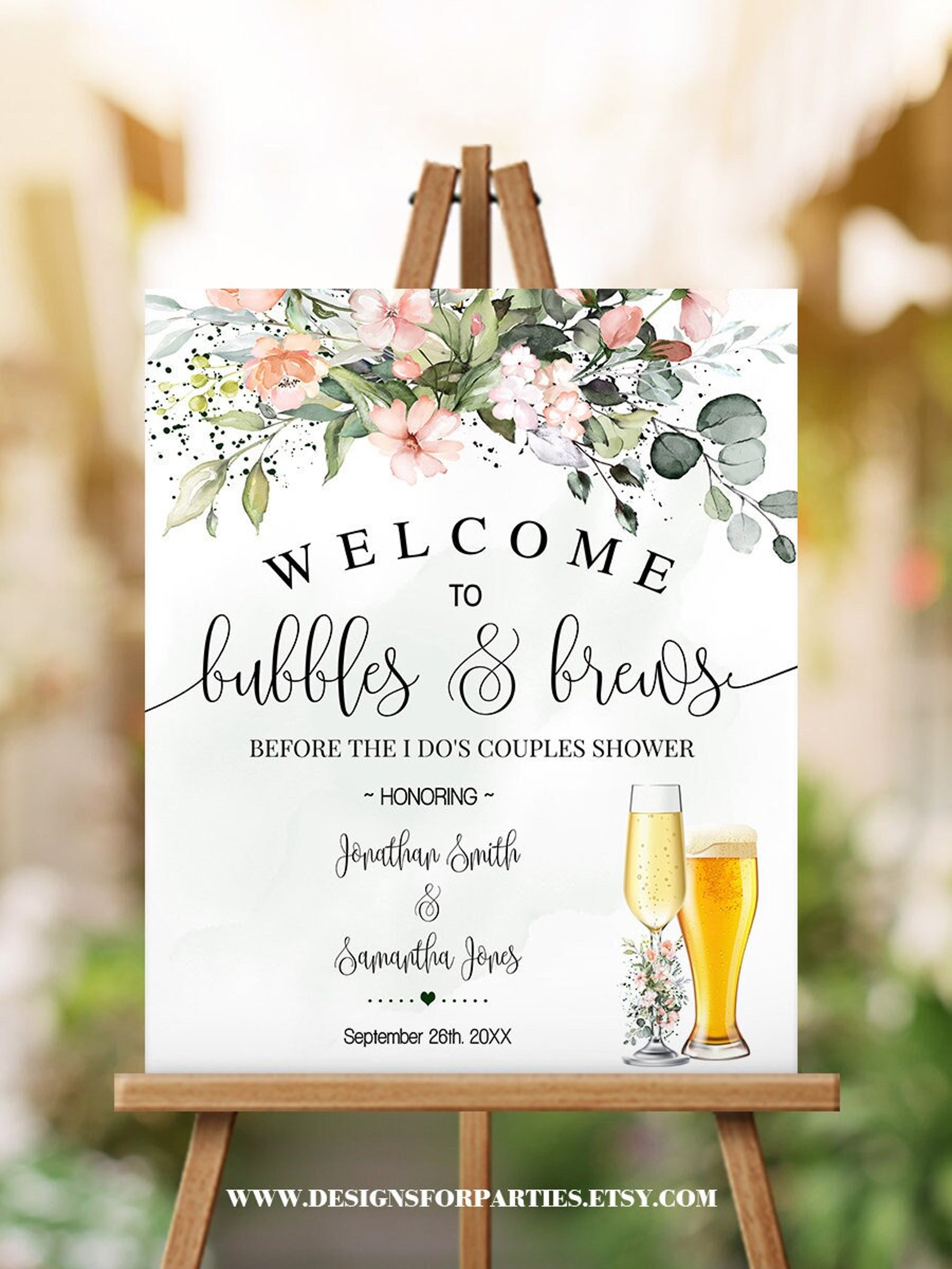 Welcome Sign Bubbles and Brews Before They Say I Do Couples Shower ...