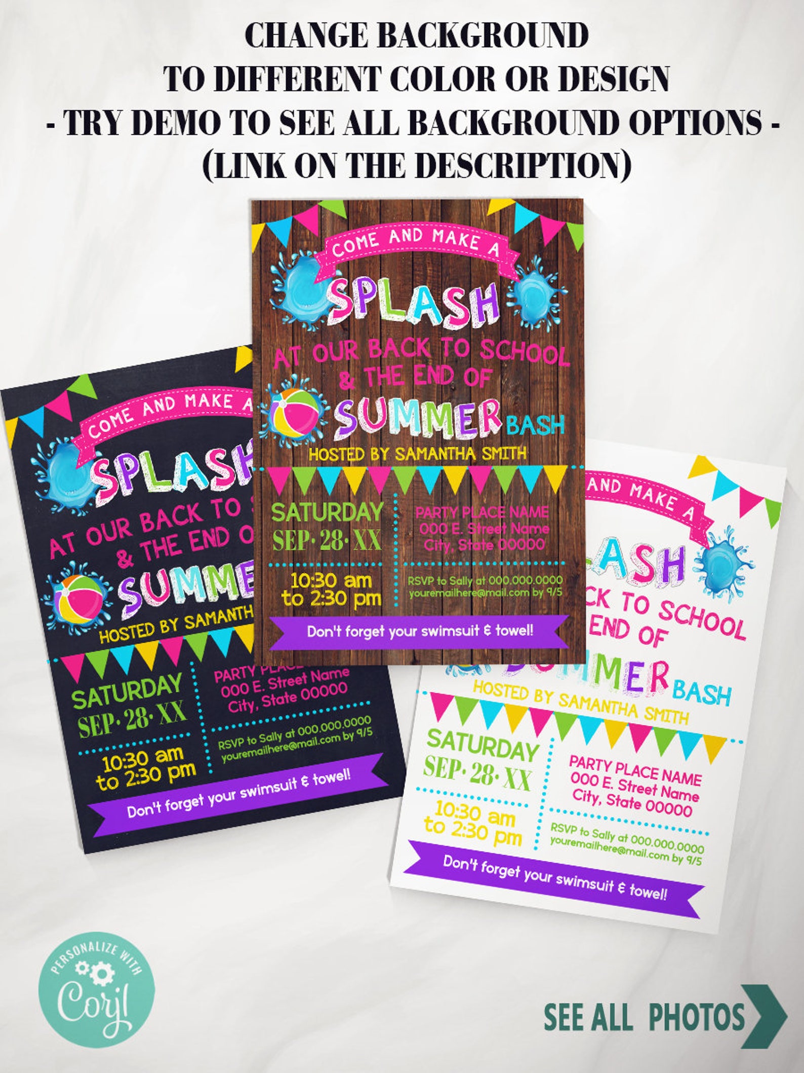 Come make a Splash Back to School & End of Summer Bash | Etsy