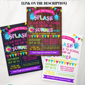 Come Make a Splash Back to School & End of Summer Bash Invitation ...