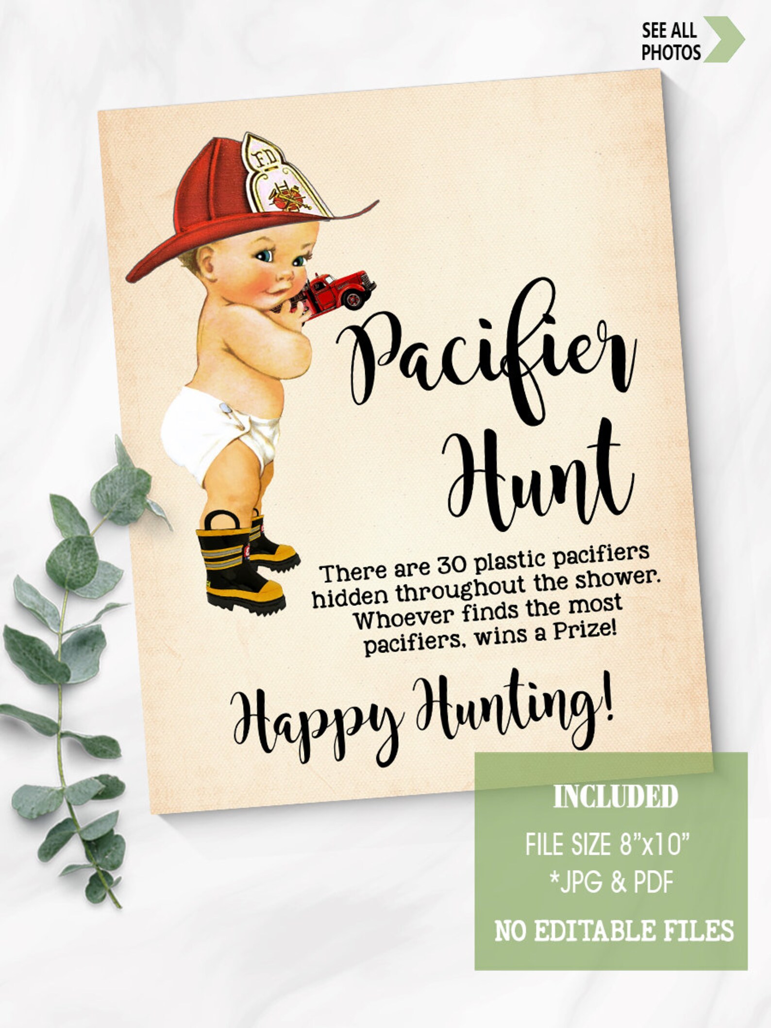 Fireman Pacifier Hunt Baby Shower Game Find the Pacifiers - Etsy