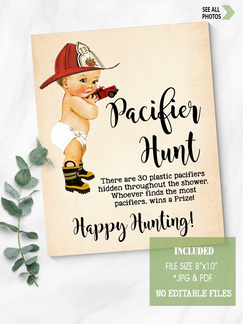 Fireman Pacifier Hunt Baby Shower Game Find the Pacifiers - Etsy