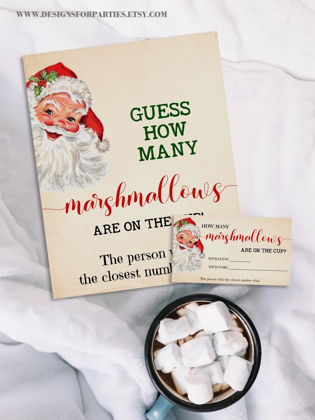 Christmas Guess How Many Marshmallows Are in the Cup Game Santa Xmas ...