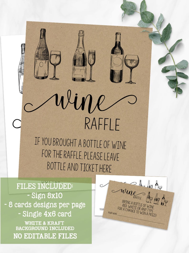 Wine Raffle Tickets and Sign Bridal Shower Stock the Bar - Etsy