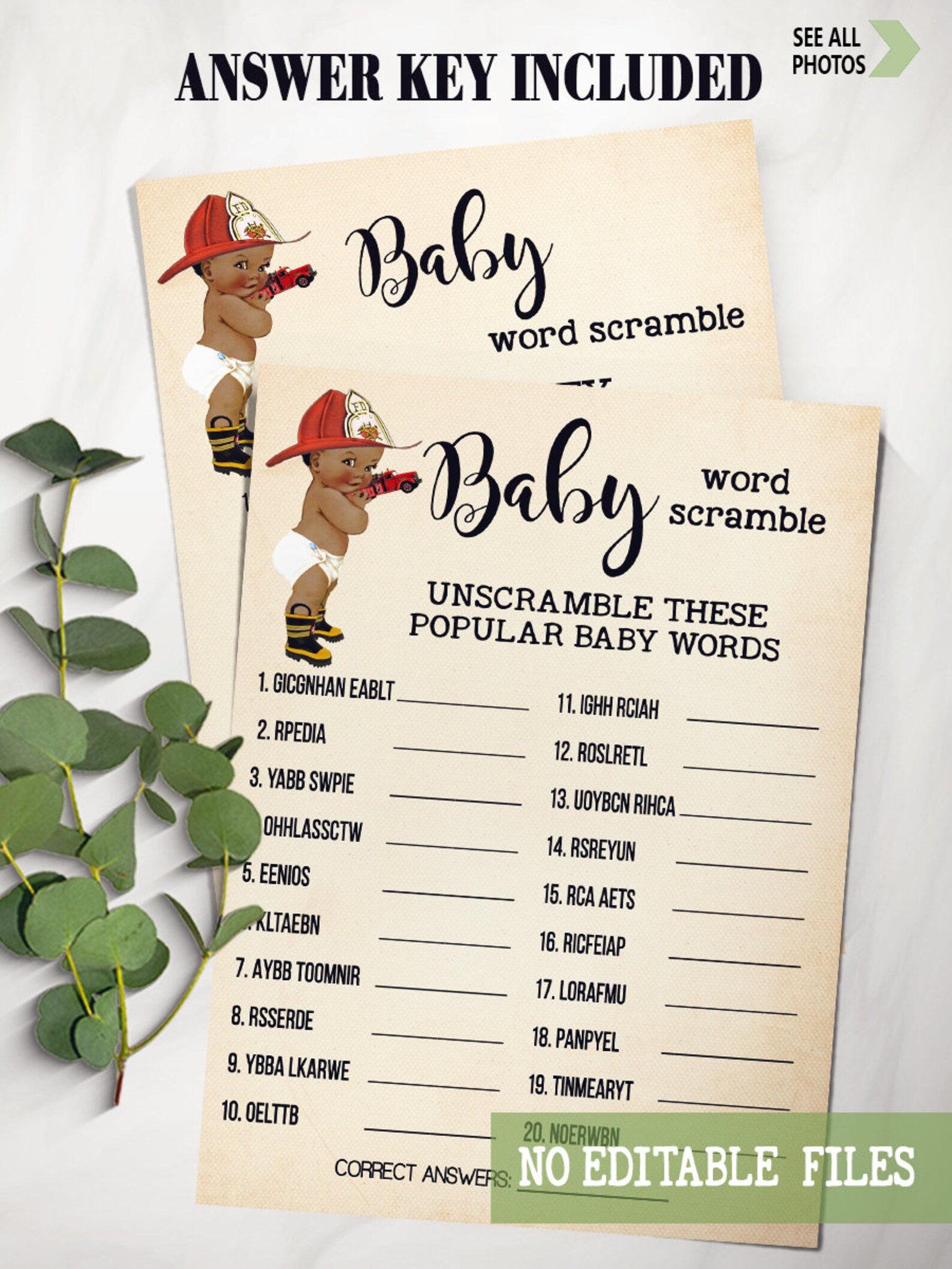 Fireman Word Scramble Baby Shower Game Baby Word Scramble - Etsy