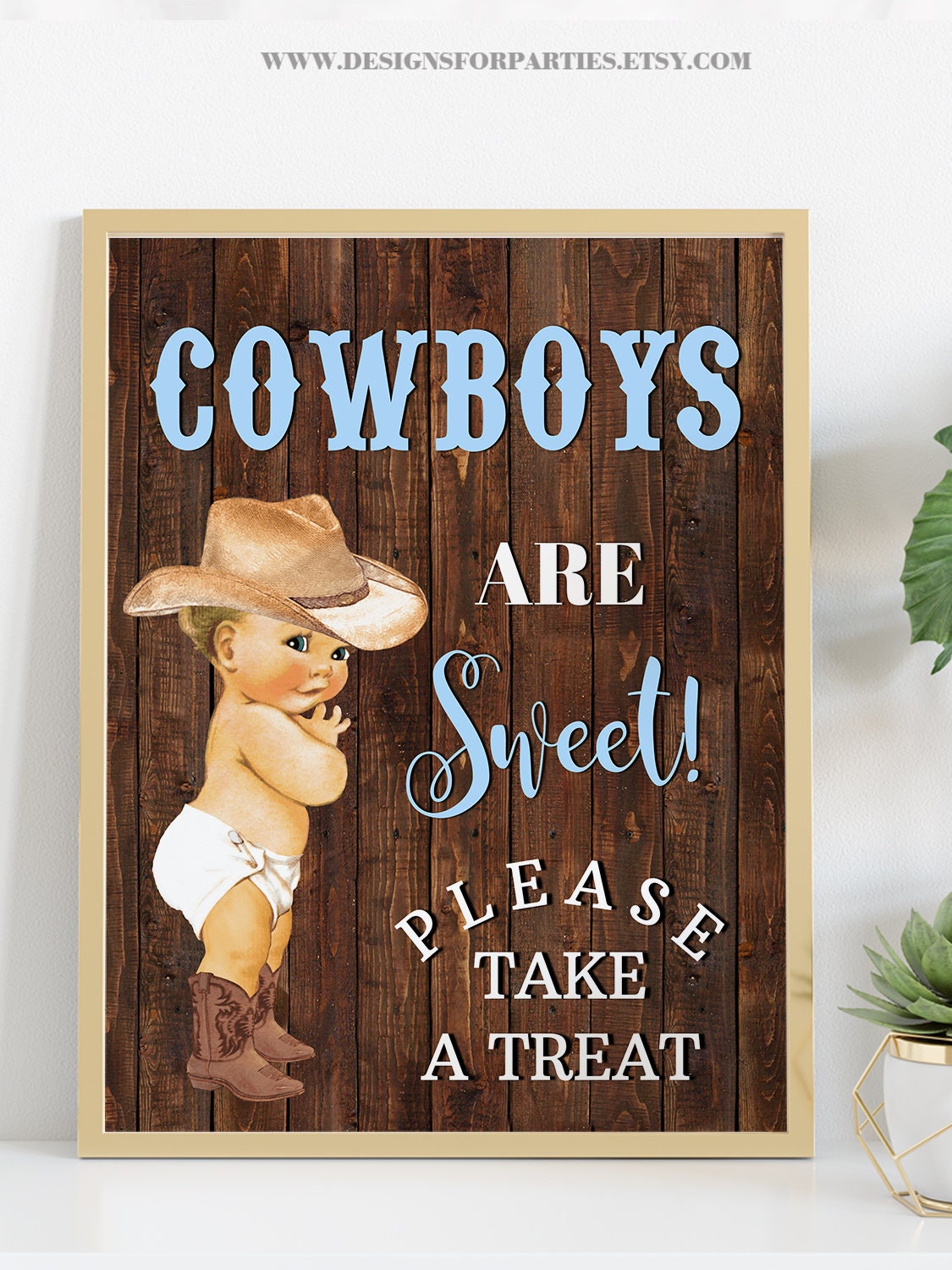 Cowboys Are Sweet Please Take a Treat Sign Baby Shower Favor - Etsy