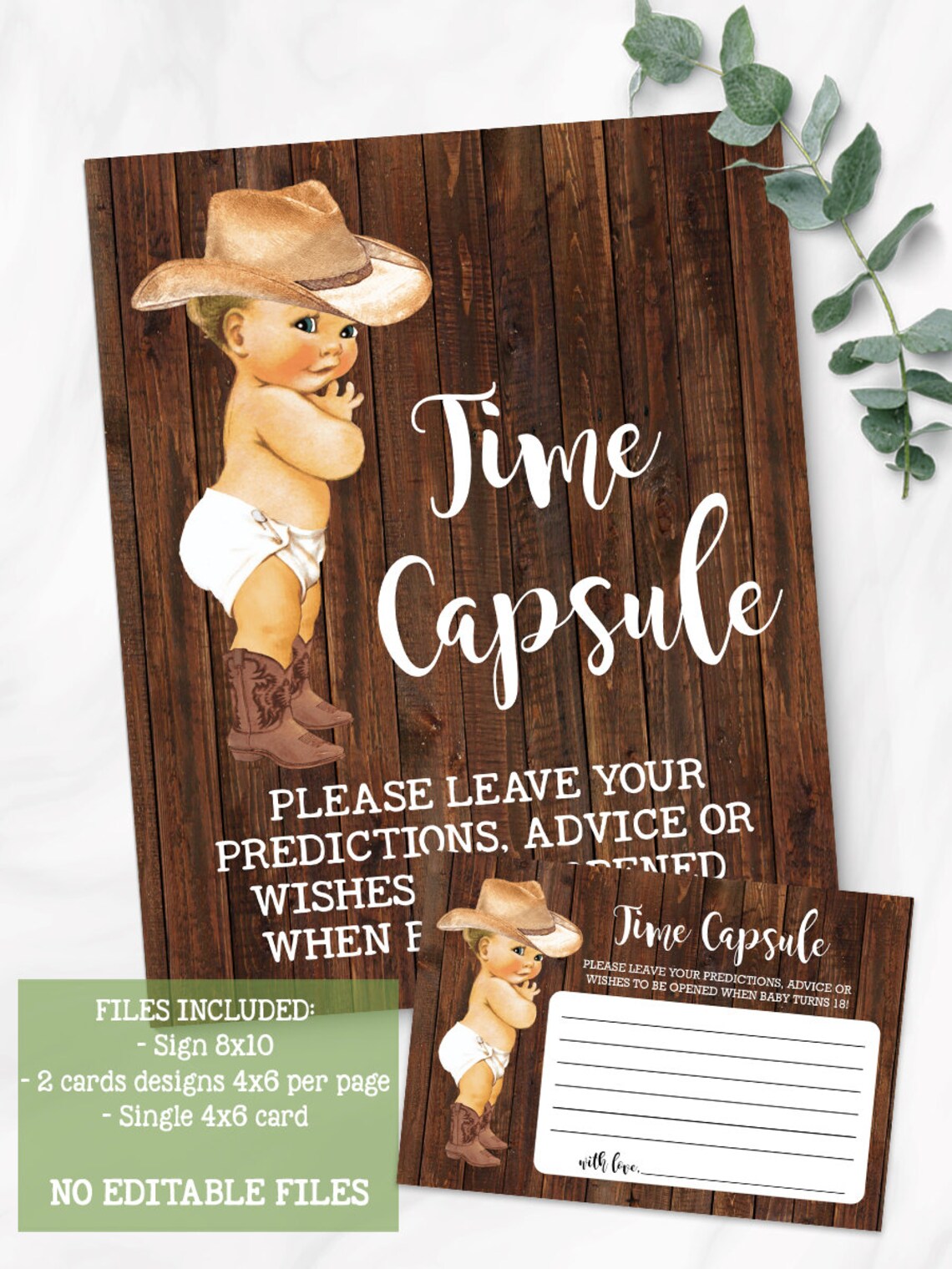Cowboy Time Capsule Baby Shower Game Leave a Note for Baby Boy - Etsy