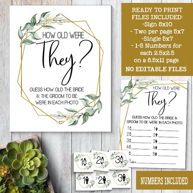 How Old Were They Game Guess Their Age Bridal Shower Game - Etsy